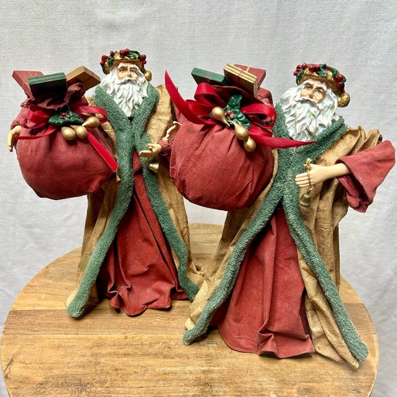 Holiday | Vintage Cloth Fabric Christmas Santa Tree Toppers Or Tabletop ...